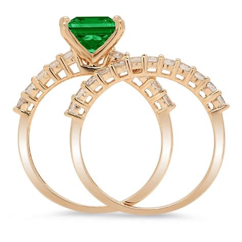 Clara Pucci 18k Yellow Gold Princess Cut 2ct Simulated Emerald