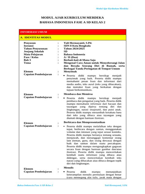 Modul Ajar Donesia Kelas 2 Bab 3 Pdf