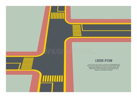 Three Way Junction Simple Flat Illustration In Perspective View Stock