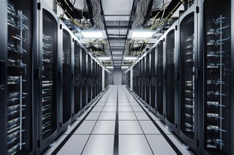 Data Center With Sleek Modern Design Featuring Exposed Pipes And