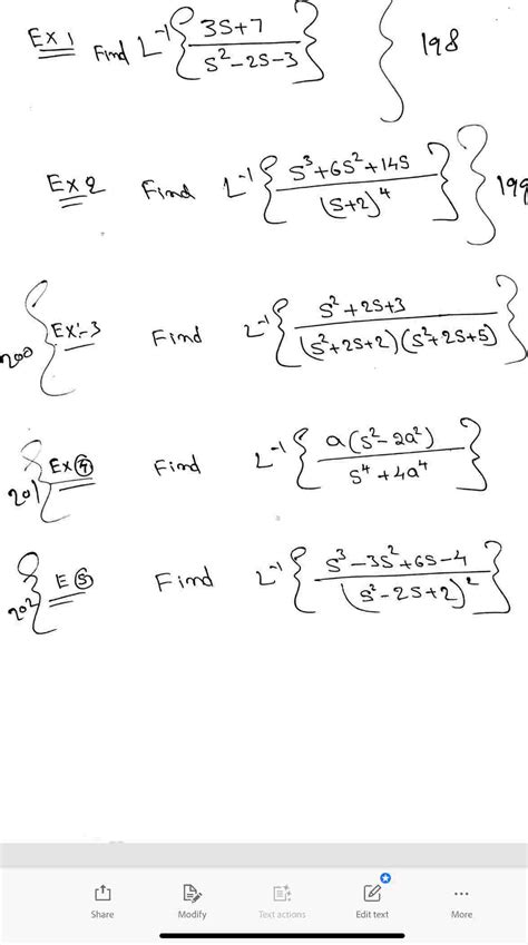 Inverse Laplace Transform By Partial Fraction Method Hand Written Notes In  Format