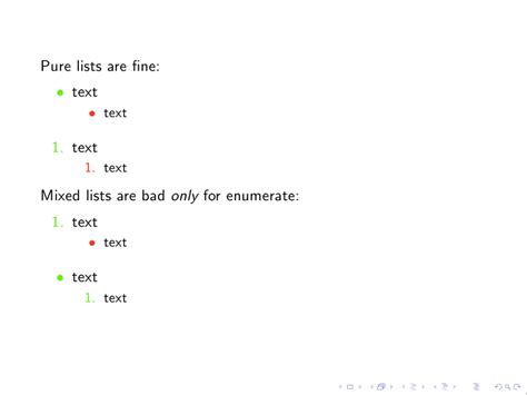 Beamer Inconsistent Formatting Of Enumerate Subitems TeX LaTeX Stack Exchange