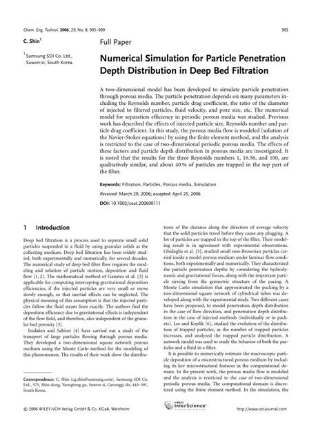 Pdf Numerical Simulation For Particle Penetration Depth Distribution