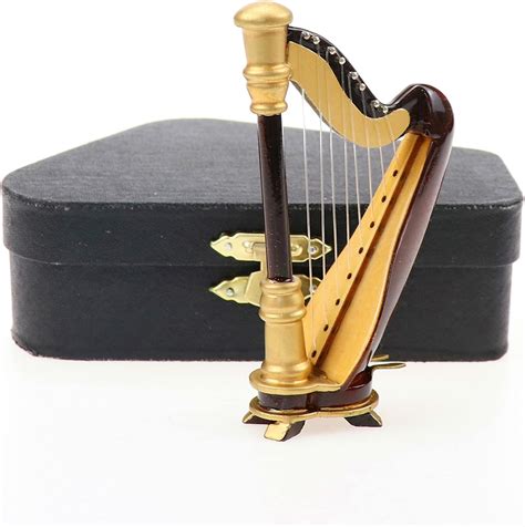 Seawoo Wooden Miniature Harp With Case Mini Musical