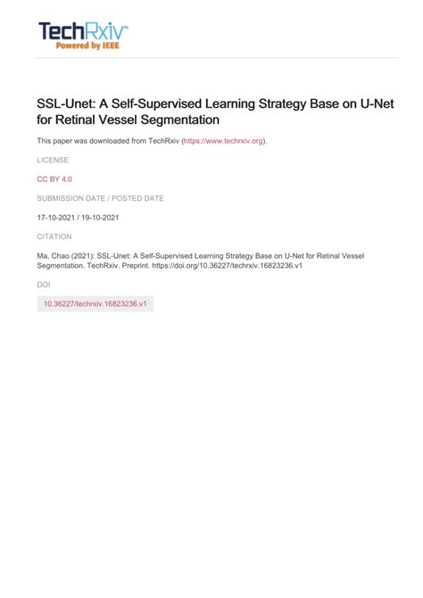Pdf Ssl Unet A Self Supervised Learning Strategy Base On U Net For