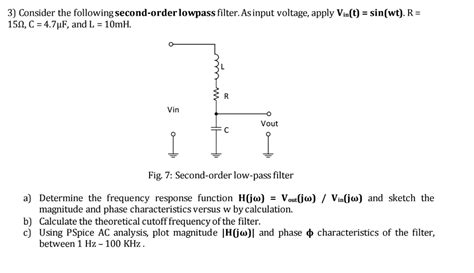 Solved Consider The Following Second Order Lowpass Filter