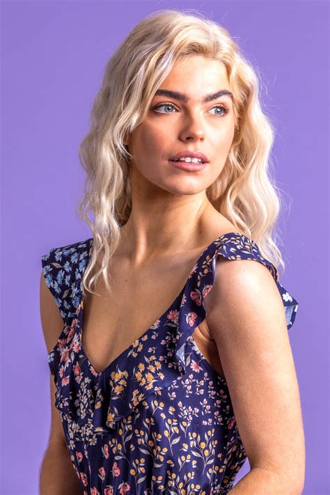 Navy Ditsy Floral Frill Dress Roman Uk
