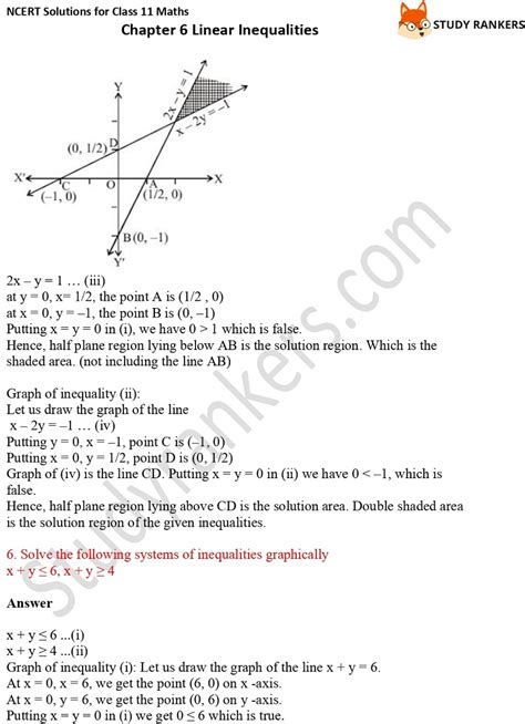 Ncert Solutions For Class 11 Maths Chapter 6 Linear Inequalities