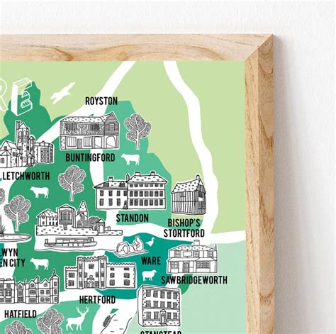 Hertfordshire Illustrated Map Bea Baranowska Illustration