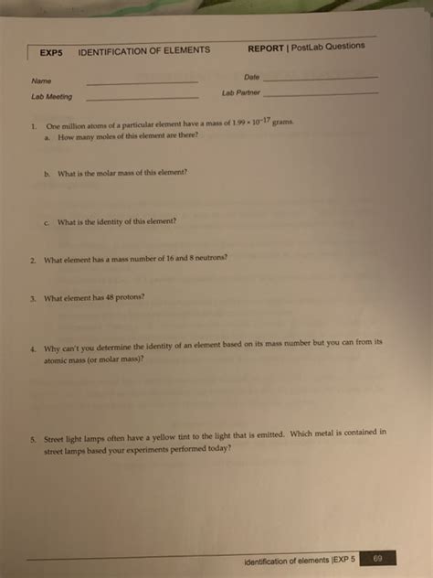 Solved Prelab Questions Exp5 Identification Of Elements Date