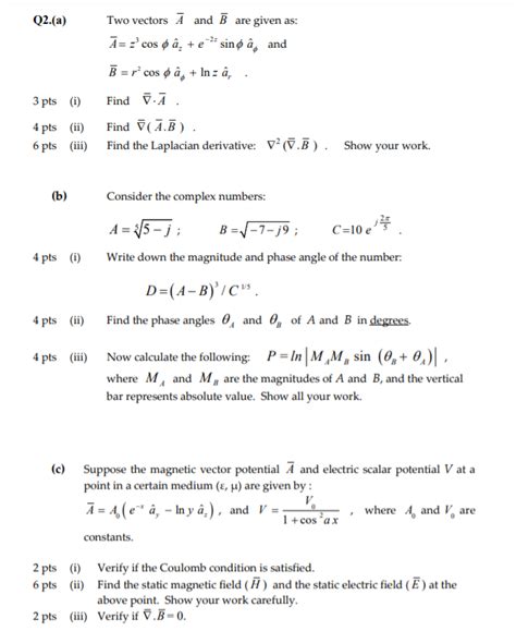 Solved Q2a Two Vectors A And B Are Given As Ā Cos O