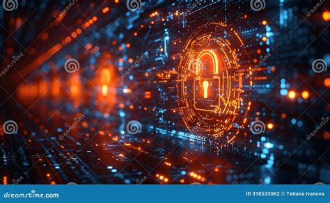 cyber lock patrol in the digital code fields stock illustration