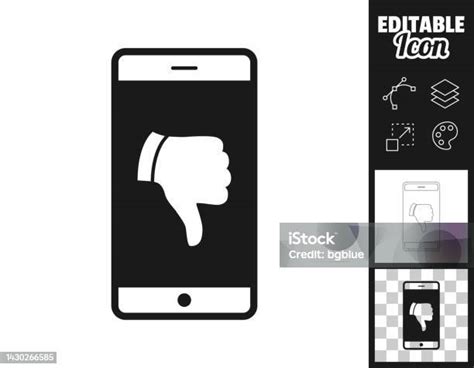 엄지 손가락이있는 스마트 폰 디자인 아이콘입니다 쉽게 편집 가능 엄지손가락을 아래로에 대한 스톡 벡터 아트 및 기타 이미지