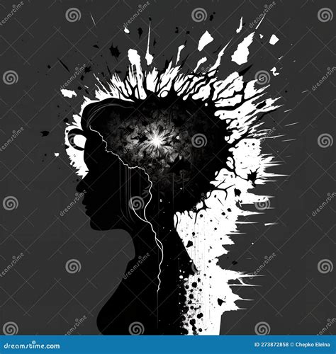 Silhouette Man With Brain Circuits Connection Cartoon Vector