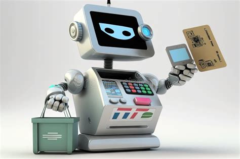 Robot Presenting Payment Options For Checkout Transaction Including