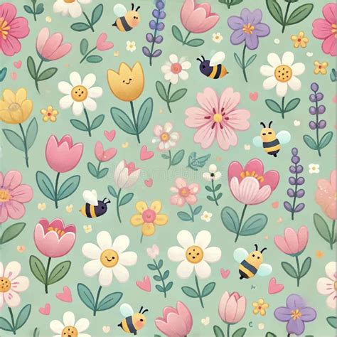 Spring Floral Background Print Design In Vector Stock Vector