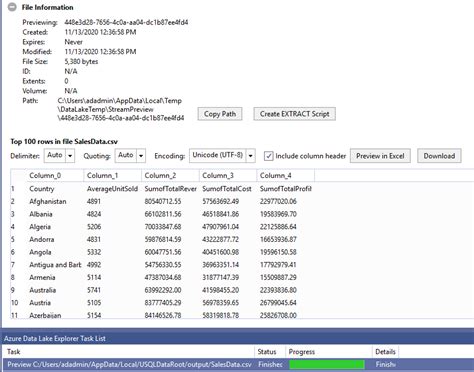 Writing U Sql Scripts Using Visual Studio For Azure Data Lake Analytics