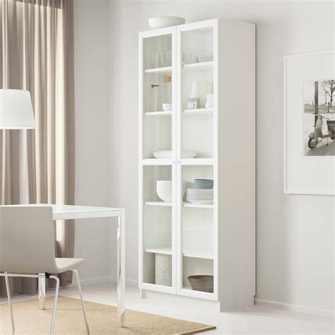 Billyoxberg Bücherregal Mit Glastüren Weißglas 80x42x202 Cm Ikea