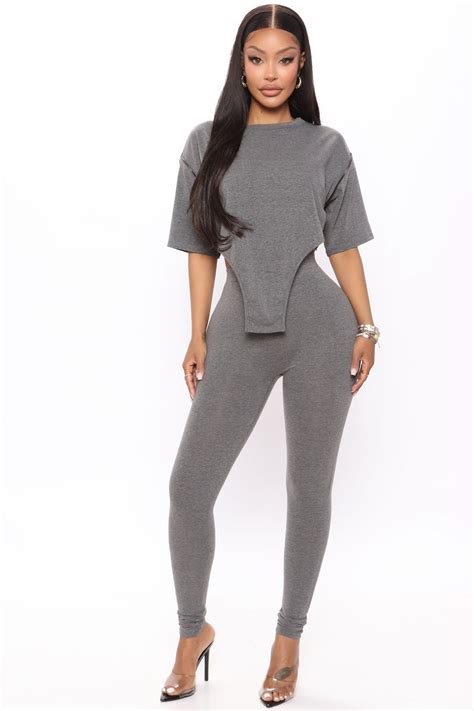 Tell Me Again Legging Set Charcoal Fashion Nova Matching Sets