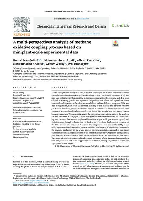 Pdf A Multi Perspectives Analysis Of Methane Oxidative Coupling