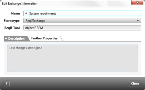 Dialog Edit Exchange Information MicroTOOL Hilfeseiten