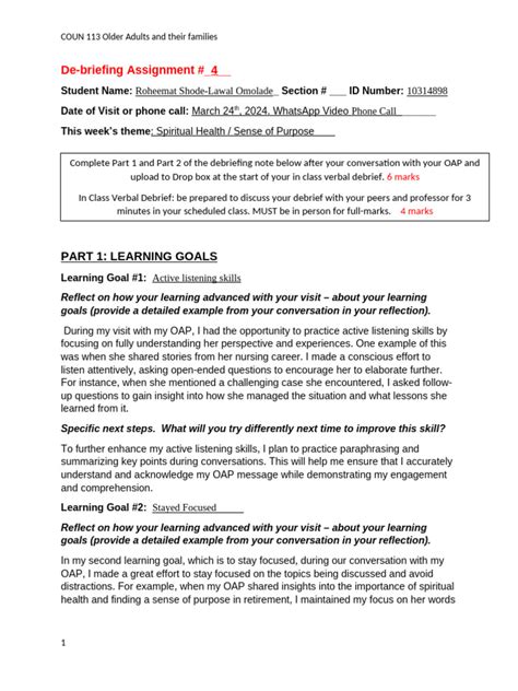 Forth De Briefing Assignment Template Pdf Conversation Empathy