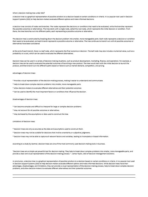 What Is Decision Making Tree Under Dss Pdf Decision Making Analytics