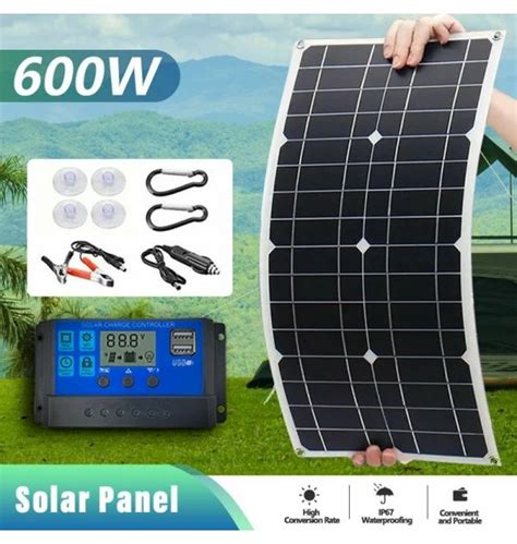 600w 18v 단결정 태양 전지 패널 듀얼 Usb 12v 5v Dc 유연한 충전기 자동차 Rv 배터리 충전 티몬