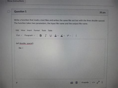Solved Show Instructions D Question 1 20 Pts Write A Chegg Com