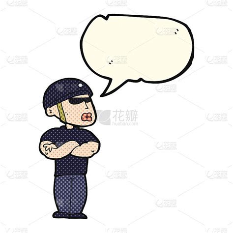 卡通保安用气泡说话