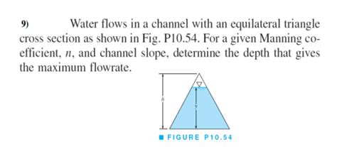 Solved 9 Water Flows In A Channel With An Equilateral Chegg