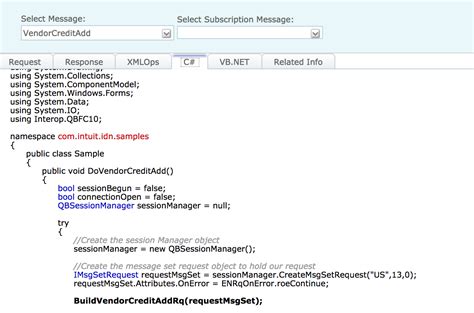 C What Qbfc Api Do I Use For Vendor Credit Stack Overflow
