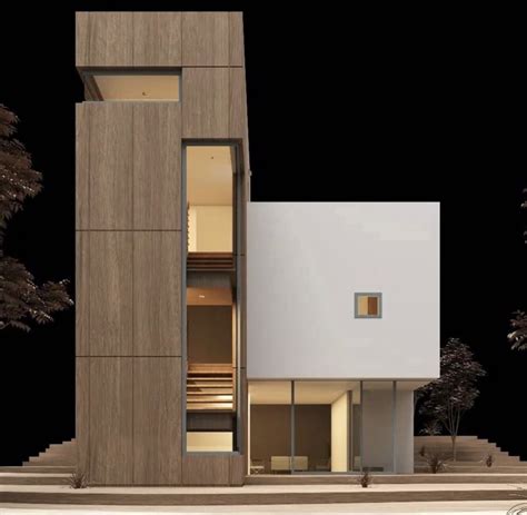 Modern House With Nighttime Lighting