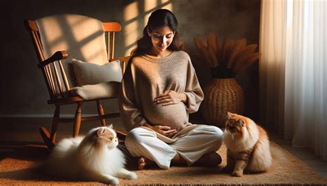 Los Gatos Sienten El Embarazo De Una Mujer