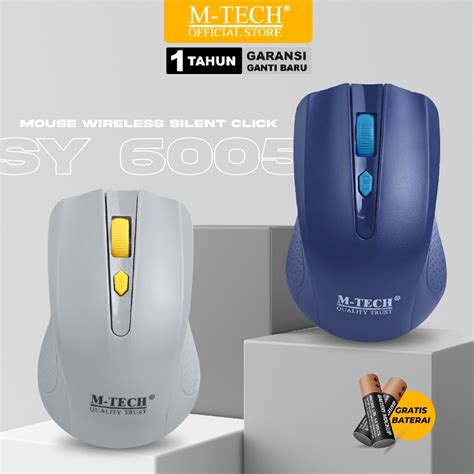 Jual MTECH Mouse Wireless SY 6005 Silent Click Free Battery Untuk PC Laptop Smartphone M Tech