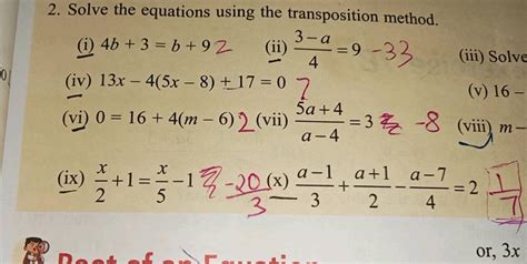 2 Solve The Equations Using The Transposition Methodi 4b3b92ii