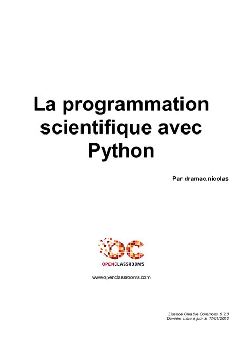 Pdf La Programmation Scientifique Avec Python Par Dramacnicolas