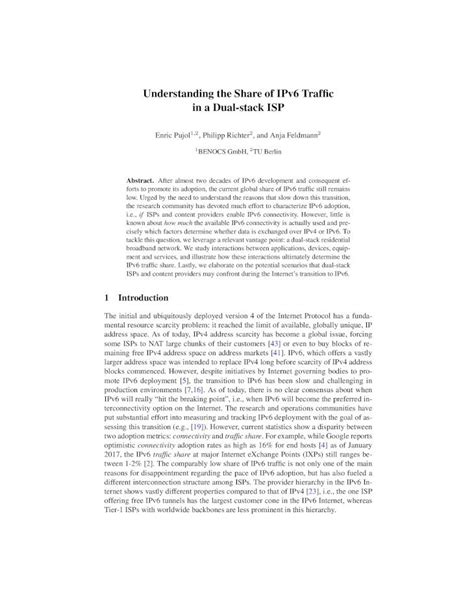 Pdf Understanding The Share Of Ipv6 Traffic In A Dual Stack Isppeople