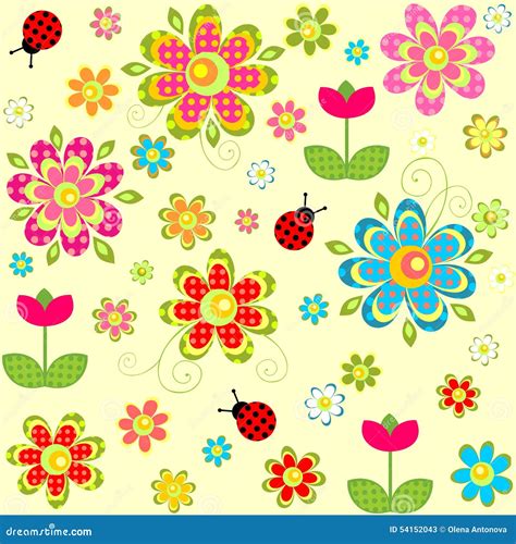 Spring Seamless Pattern Stock Vector Illustration Of Colorful 54152043