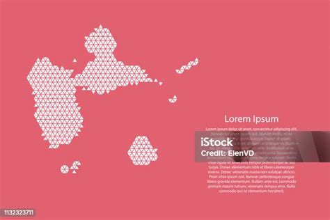 과들루프 지도 배너 포스터 인사말 카드에 대 한 노드와 핑크 산호 색상 배경에 기하학적 패턴을 반복 흰색 삼각형에서 추상적 인 회로도 벡터 일러스트입니다 과델로프에 대한