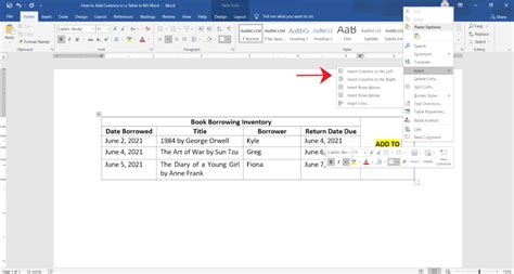 How To Add Columns To A Table In MS Word OfficeBeginner