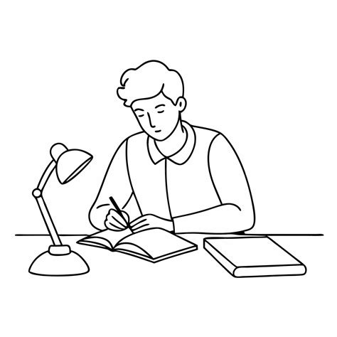 Premium Vector Continuous Single Line Drawing Of A Student Doing