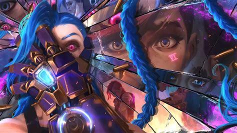 Видео обои Разбитое зеркало Jinx Arcane Аниме 1920x1080 Fullhd