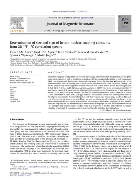 Pdf Determination Of Size And Sign Of Hetero Nuclear Coupling