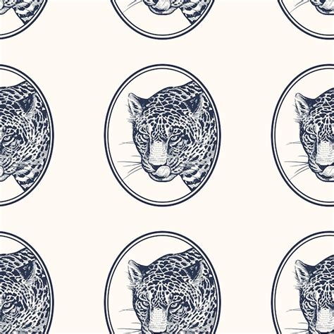 Patrón Sin Costuras Con Retrato De Leopardo Vector Premium
