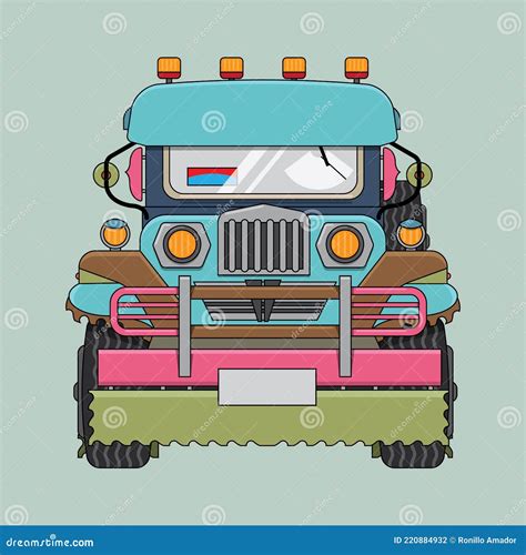 Philippine Manila Icons Jeepney Transportation Stock Vector