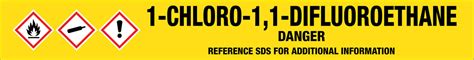 1 Chloro 1 1 Difluoroethane [cas 75 68 3] Ghs Pipe Marking Label