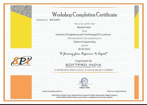 Manish Patel On Linkedin Python Language Completion Certificate