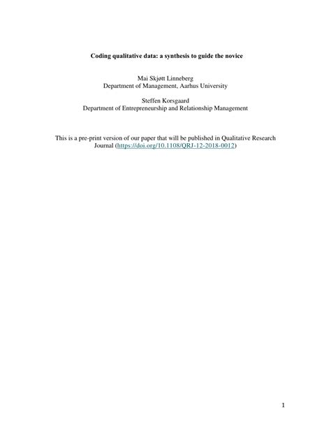 pdf coding qualitative data a synthesis guiding the novice