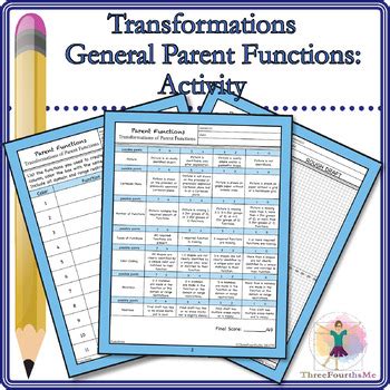 Transformations Of Parent Functions Activity By ThreeFourthsMe TpT